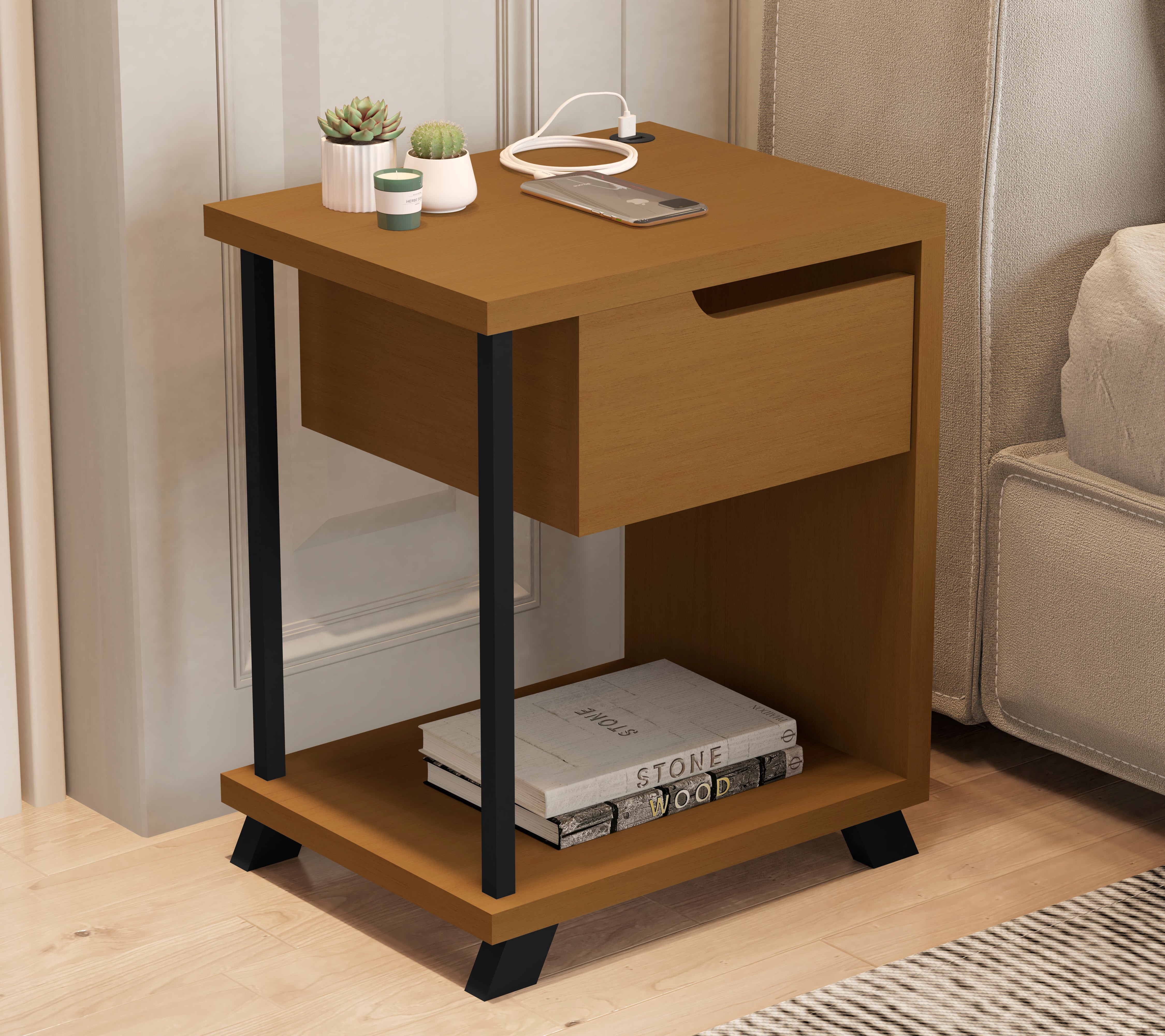 Venta de Buro de Madera Moderno con Cajón, Estante y Carga USB | Moveis
